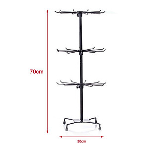 NMFIN 3Tier Rotating Jewelry Display Rack,Metal Earring Display Stands Jewelry Organizer Rack Tower Bracelet Holder for Necklace Ring Keychain,Black