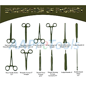 AAProTools 24 PC U.S. Army Style Surplus Emergency Survival Kit - Bleed Contol Kit - First Aid Kit - Zipper Pouch MLT-02