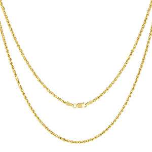 Nuragold 10k Yellow Gold 2mm Solid Rope Chain Diamond Cut Pendant Necklace, Mens Womens Jewelry 16" 18" 20" 22" 24" 26" 28" 30"