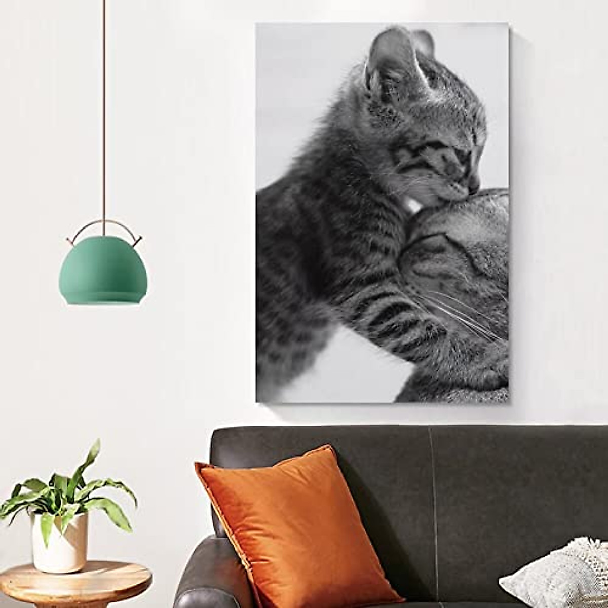 Family Cat Poster, Black & White Art Cat Decor, Animal Posters & Prints, Cute Art Wall Decor, Modern Home Wall Art Living Room Bedroom Kids Room Canvas Art Poster & Wall Art 12x18 Inch (Unframed)