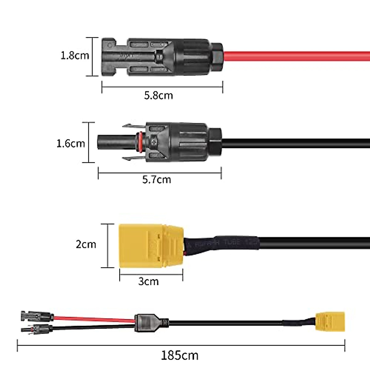 YACSEJAO Solar Connector to XT90 Cable 16AWG 1.8M/5.9FT Solar Panel Adapter to XT90H Male Extension Cable Solar Chharge Cable for XT90 Input Port Portable Power Station & Solar Generator
