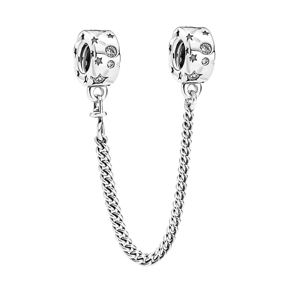 Lkwidi Stars & Galaxy Safety Chain Charm 925 Sterling Silver Pendant,Jewelry Beads Gifts for Women Bracelet&Necklace