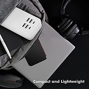 USB Charger, Flymic 30W 6 Port USB Charger Station for Multiple Devices USB Power Strip USB C Charger Block USB Charging Hub for iPhone 14/13 Pro Max/13 Pro/13, iPad Pro, Switch, Galaxy S21 (White)