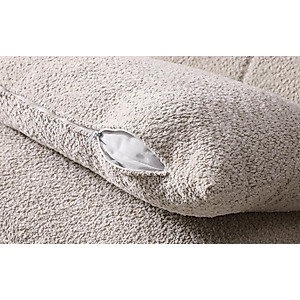 SSC SATISUNCASA 100“Modern Sectional Sofa, 4-Seater Cloud Couch Granular Fleece Velvet Upholstered Sofa Couch for Living Room/Apartment/Small Space (Beige+Solid Wood)