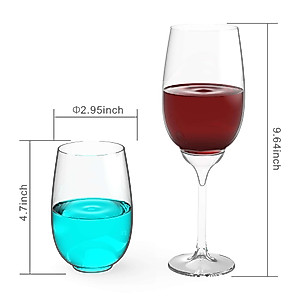 JIUBAR Travel Wine Glasses， Detachable Tritan Plastic stem wine glasses or Stemless Wine Cups/Champagne Glasses,Reusable Shatterproof Recyclable,clear color,BPA Free.