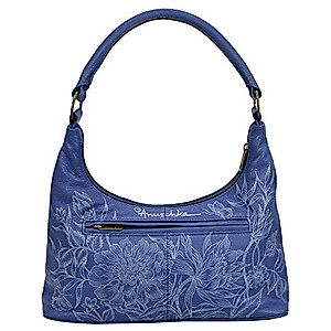 Anuschka Hand Painted Women's Genuine Leather Medium Top Zip Hobo - Garden of Delights