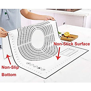 Large Silicone Pastry Mat Non Stick,Non Slip Baking Mat with Measurement Fondant Mat, Counter Mat, Dough Rolling Mat, Oven Liner
