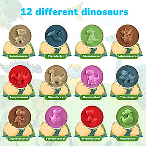 MINGKIDS Dinosaur Toys for 1 2 Year Old Boys Girls,12 PCS Matching Dinosaur Eggs with Holder, Easter Gifts for 1 2 3 Year Old,Montessori Toys for 1 2 3 Year Old