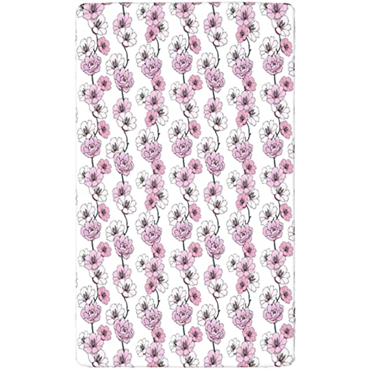 Plant Watercolor Themed Fitted Crib Sheet,Standard Crib Mattress Fitted Sheet Soft & Stretchy Fitted Crib Sheet-Baby Sheet for Boys Girls,28“ x52“,Lilac Pale Mauve Jade Green Grey