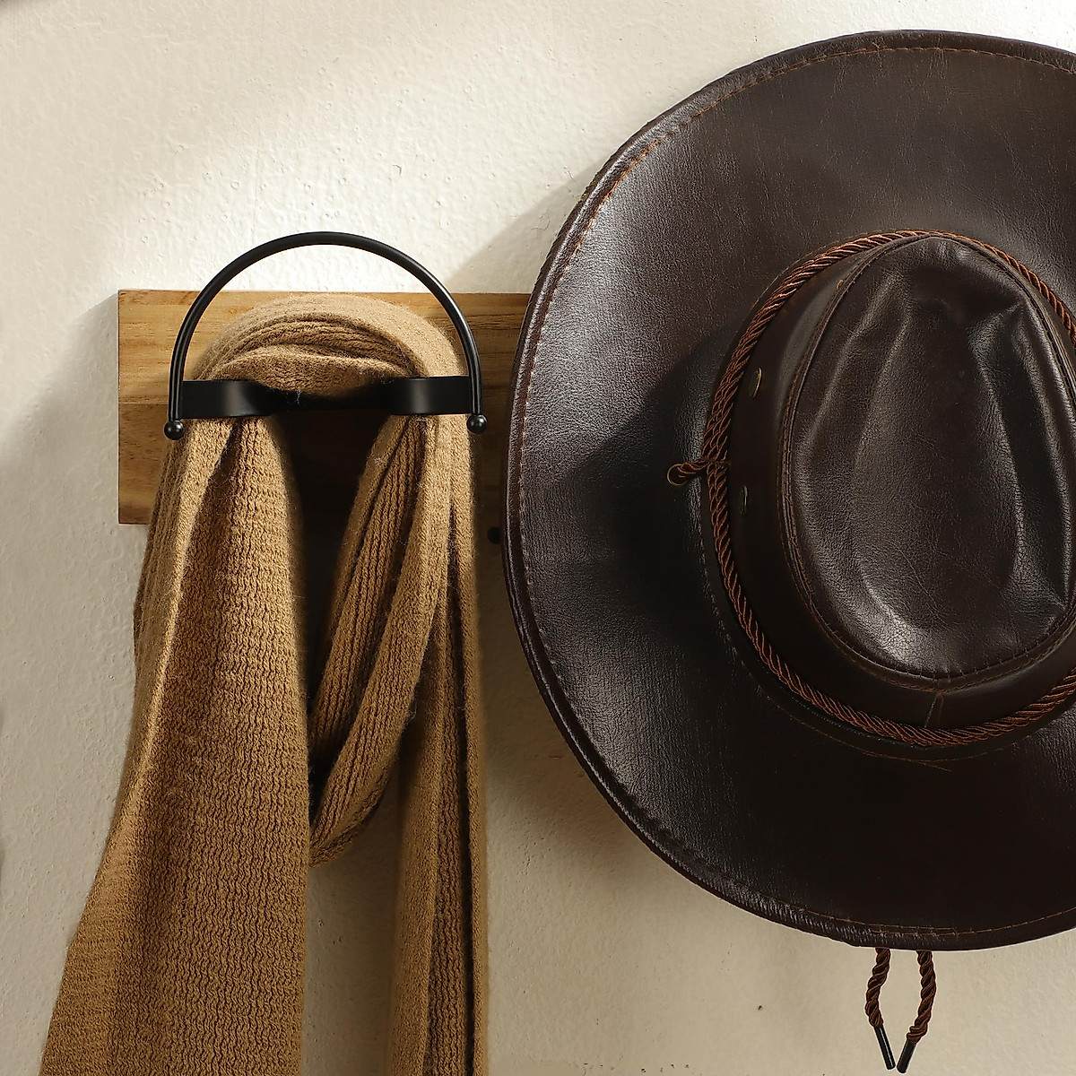 Taozun Cowboy Hat Rack 4 Packs Cowboy Hat Holder Hat Hanger Wall Mount Black Hat Hooks for Display(A Beautiful Christmas Gift)