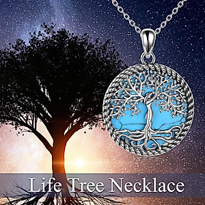 ONEFINITY Tree of Life Necklace Sterling Silver Turquoise Tree of Life Pendant Necklace Tree of Life Jewelry for Women Gifts