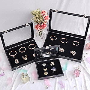 Pursuestar Black Dustproof Pin Display Case Shadow Box Frame with Hooks for Military Medal Jewelry Pin Badge Rings Necklaces Bracelets- 11x8 Inch