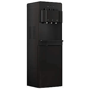 Tabu Hot & Cold Water Cooler Dispenser, Bottom Loading Holds 3 or 5 Gallon Bottle, with Anti-Scalding Design, Storage Cabinet and Child Safety Lock for Home, Office Use (Black)