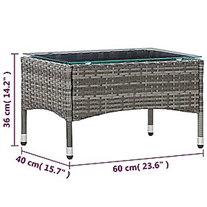 Higsose Coffee Table Gray 23.6"X15.7"X14.2" Poly Rattan，Dining Table，Living Room Tables，Pedestal Coffee Table，Tiny Coffee Table，Bar Table，Coffee Tables for Living Room