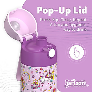 JARLSON® kids water bottle - MALI - insulated stainless steel water bottle with chug lid - thermos - girls/boys (Princess 'Mosaic', 12 oz)