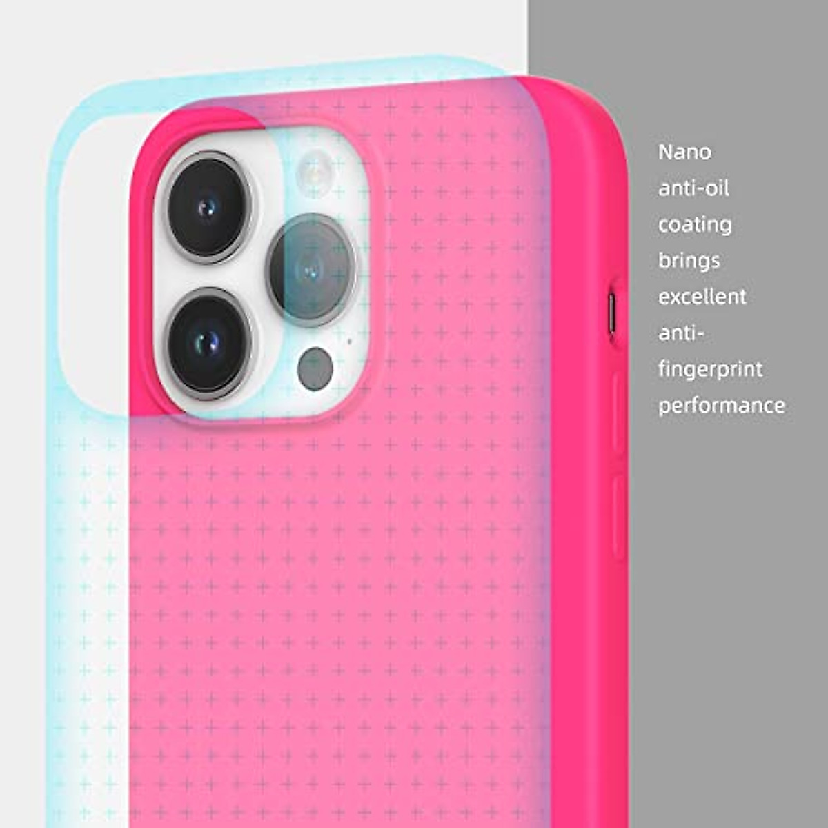 K TOMOTO Compatible with iPhone 14 Pro Max Case for Women, [Drop Protection] [Anti-Fingerprint] [Anti-Scratch] Shockproof Soft-Touch Silicone Phone Case for iPhone 14 Pro Max 6.7", Hot Pink