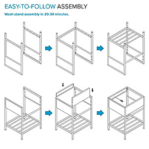 Transolid TFH-3622-SS 36 in. x 22 in. x 34.3 in. Stainless Steel Laundry Sink with Wash Stand in Brushed Satin
