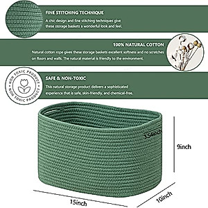 UBBCARE Storage Baskets for Shelves, 15x10x9'' Larger Woven Basket for Storage&Organizing, Cotton Rope Basket Cube Storage Organizer&Shelf Basket, Toy Organizer Storage Basket, Green