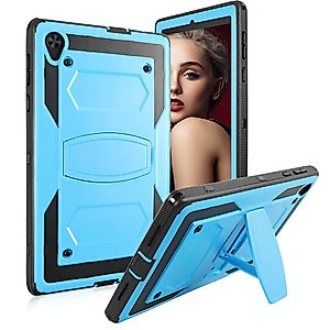 Koolbei Soatuto for Alcatel Joy Tab 2 TCL 9048S Case Shockproof Kids Friendly Rugged Sturdy Armmor Built-in Kickstand Tablet 2020 Model 9032Z 8 inch (Blue)
