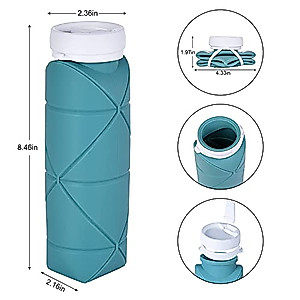 SPECIAL MADE Collapsible Water Bottles Cups Leakproof Valve Reusable BPA Free Silicone Foldable Travel Water Bottle Cup for Gym Camping Hiking Travel Sports Lightweight Durable (Type2 Dark Green)