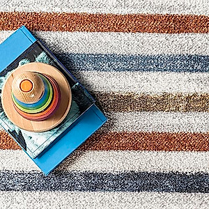 nuLOOM ROS Striped Columns Machine Washable Accent Rug, 3x5, Beige