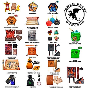Power Beast Dungeon Mimic Chest Dice Storage Box with Glass Eye, Miniatures and Dungeons and Dragons Accessories, D&D Gift, DND, Dungeon Master, Holds up to 5 Sets of Polyhedral Dice. RPG Game. (RED)