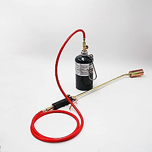 Propane Torch Weed,Heavy Duty Burner Torch,Weed Burner with Control Valve and 5.3 FT Hose for Garden Roofing BBQ lighter Snow Melting, Wrenches and Gloves