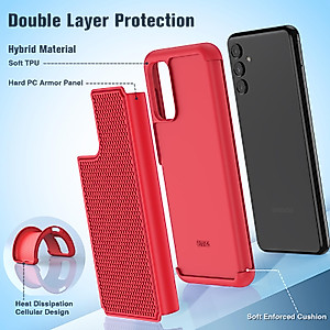 BNIUT for Samsung Galaxy A13 5G Case: Dual Layer Protective Heavy Duty Cell Phone Cover Shockproof Rugged with Non Slip Textured Back - Military Protection Bumper Tough - 6.5inch (Red)