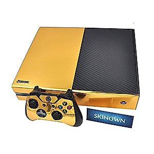 SKINOWN Golden Skin Gold Sticker Vinly Decal Cover for Xbox One(XB1) Console and 2 Controller with 1 Kinect Skins