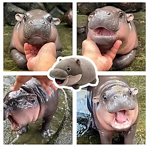 Moo Deng Hippo Plush, 2024 Pygmy Hippo Plush Moo Den, Plush Toys Cute Pygmy Hippo Plushie Toy, Soft Hippopotamus Stuffed Animal Pillow, Suitable for Home Sofa (Small 8.7in/0.22lbs)