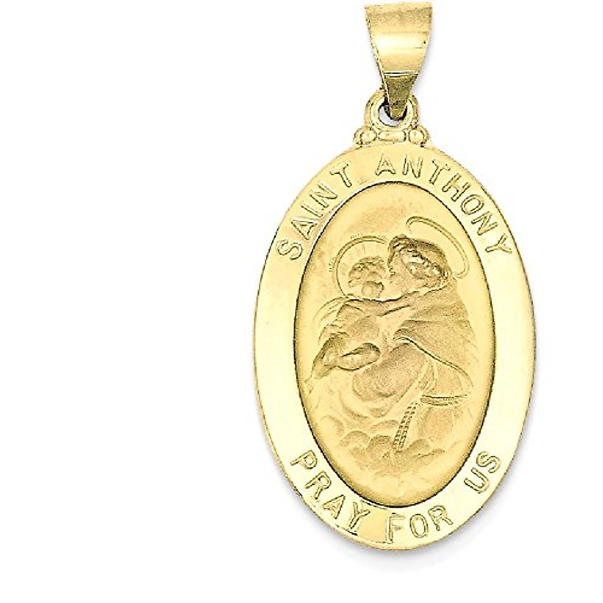 IceCarats 14K Yellow Gold Saint Anthony Medal Necklace Charm Pendant 33mm x 17mm Only