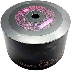100 Pack Ridata Black CD-R 48X 700MB 80Min Digital Vinyl Surface Black Bottom Blank Media Recordable Disc
