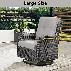 Belord 5 Pieces Patio Furniture Sets Wicker Outdoor Furniture, Rattan Patio Swivel Glider Chairs with 2 Ottoman and Glass Side Table