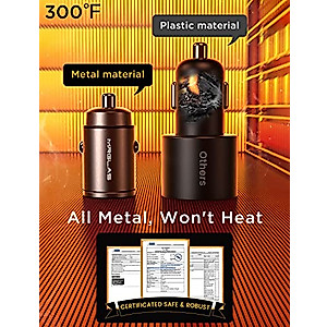 90W USB C Car Charger,[Super Mini Metal] USB C Car Charger Fast Charging Adapter PD+QC3.0 Dual Port MRGLAS Type C Car Cigarette Lighter USB Charger Compatible iPhone 14 13 Pro Max iPad Samsung Macbook