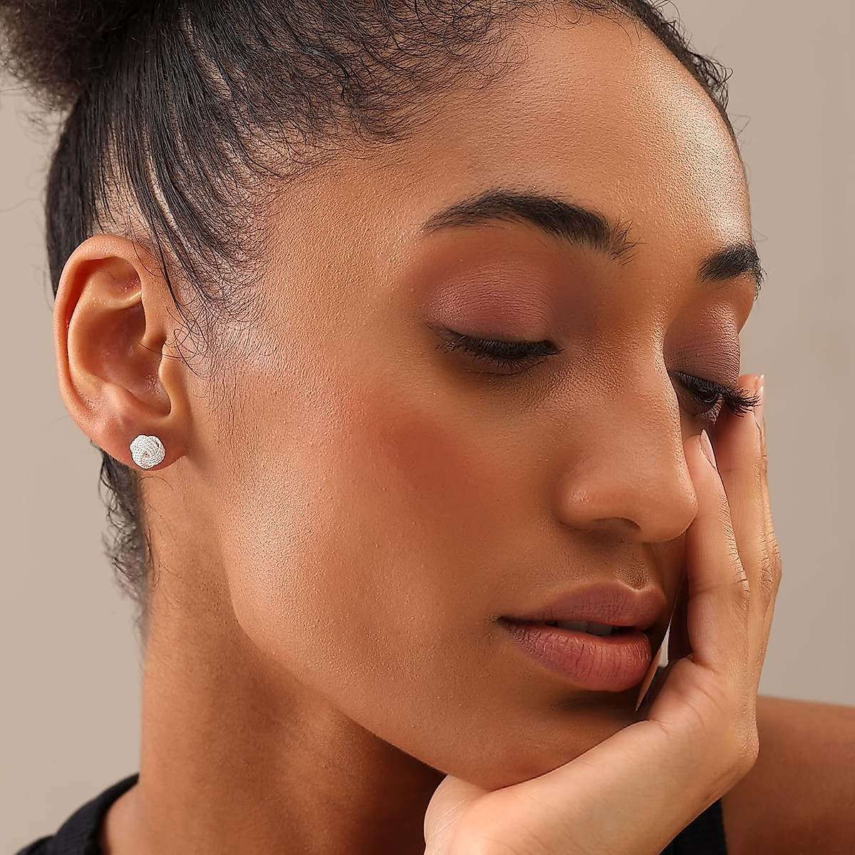 LeCalla Sterling Silver Knot Earrings Jewelry Italian Design Diamond-Cut Twisted Wire Love Knot Stud Earring for Women 10mm