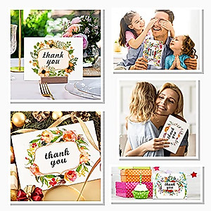 Thank You Cards with Envelopes, 36 Pack Floral Thank You Notes with 36 Envelopes 6 Sticker Sheets By Feela, Blank Inside Cards for Baby Bridal Shower Wedding Graduation