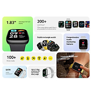 Xiaomi Redmi Watch 3 Active Smart Watch Fitness Tracker with 100 Sport Modes, Blood Oxygen Heart Rate Sleep Monitor, Bluetooth Phone Call Watch for iPhone Android, Grey