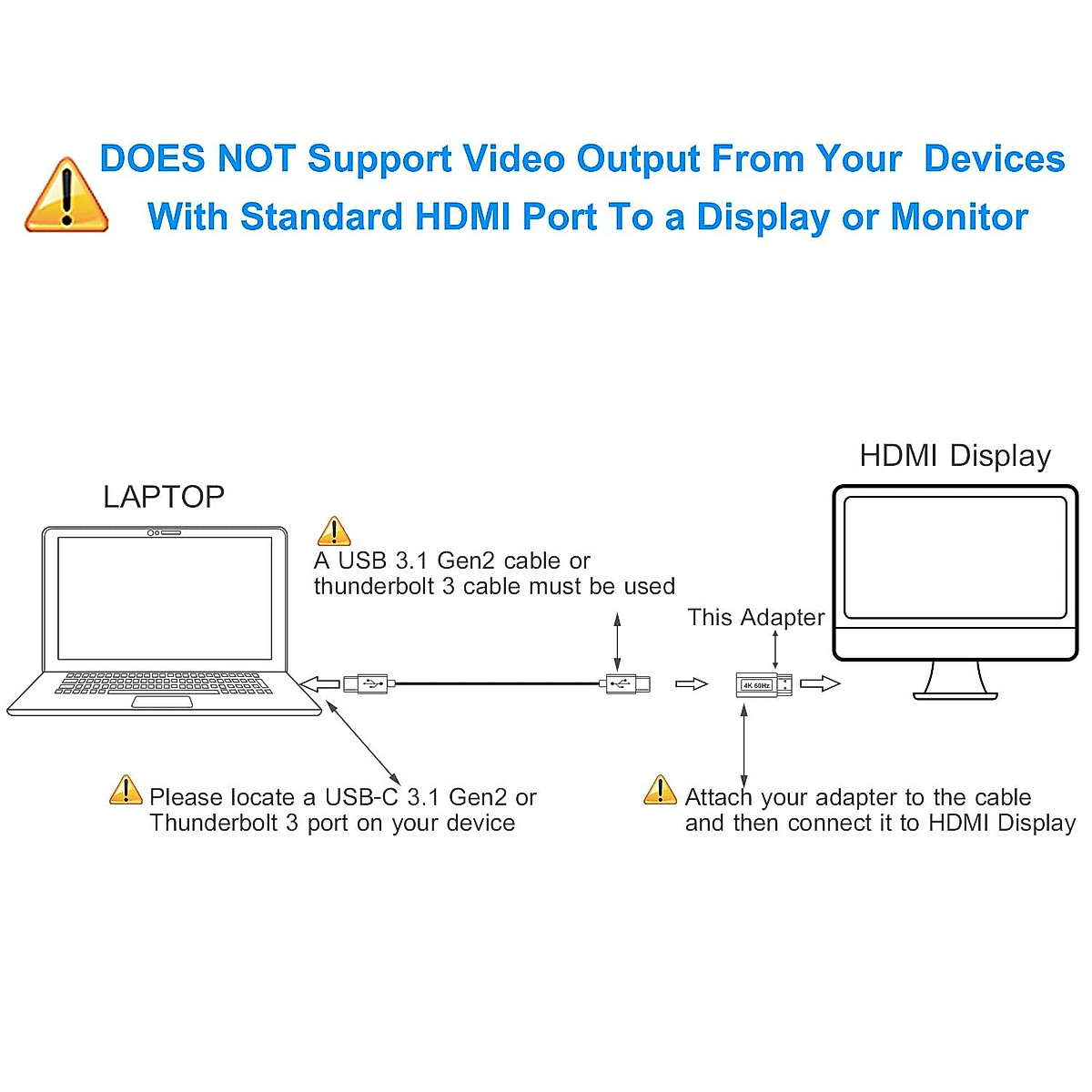 Elebase USB-C Female to HDMI Male Cable Adapter,USB Type C 3.1 Input to HDMI Output Converter,4K 60Hz USBC Thunderbolt 3 Adapter for New MacBook Pro,Mac Air,Chromebook Pixel and More