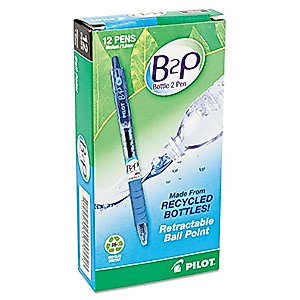 Pilot - B2P Bottle-2-Pen Recycled Retractable Ball Point Pen, Blue Ink, 1mm, Dozen 32801 (DMi DZ