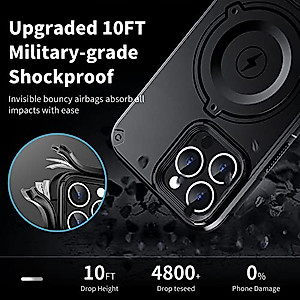 BIBERCAS iPhone 13 Pro Max Magsafe Case, Magnetic case 13 pro max with 3 Stand Way Kickstand,Support Wireless Charging,Military Grade Full Cover Protection, Iphone MagSafe Case for Men & Women (Black)