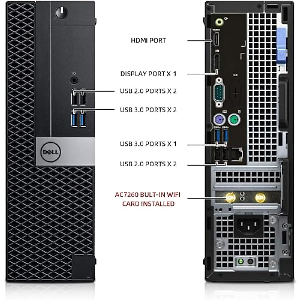 Dell OptiPlex Desktop Computer with 24 inch Monitor PC & Bundle, i7-6700 3.4GHz,16GB Ram New 512GB SSD,Intel AC7260 Built-in WiFi Bluetooth,HDMI,Refurbished Desktop,Windows 10 Pro (Renewed), Black