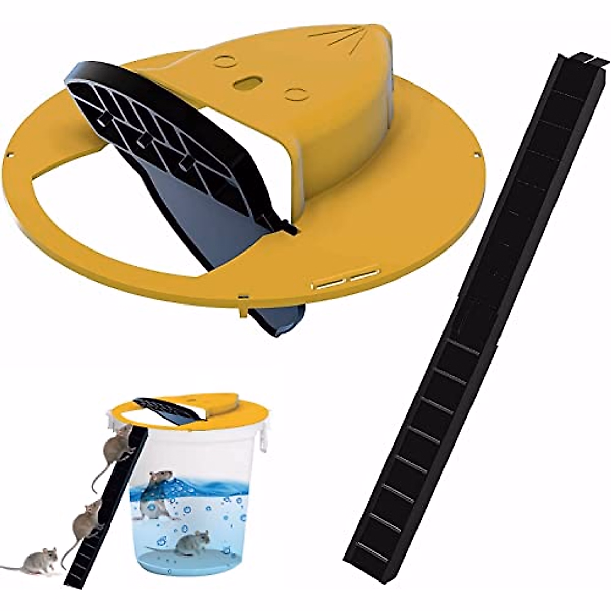 Hackerdom Mouse Trap - Bucket Mouse Traps,Automatic Reset Flip and Slide Bucket Lid Mouse Trap |Humane or Lethal|Reusable|Auto Reset | Indoor Outdoor|5 Gallon Bucket Compatible|