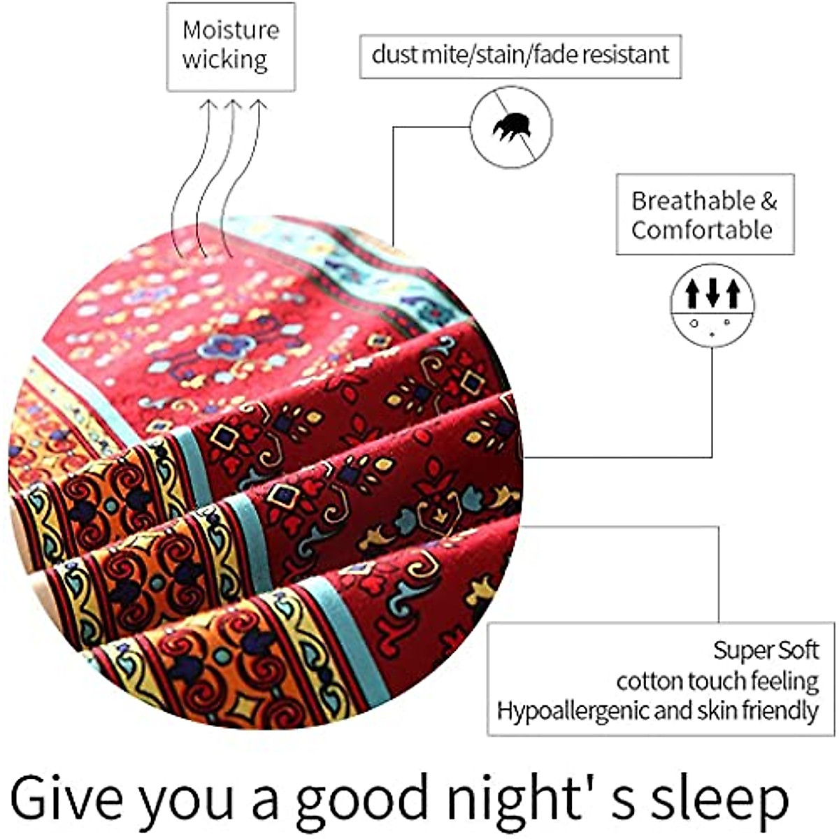 Boho Sheets Set Queen(4 PCS) Boho Colorful Tribal Striped Bed Sheets 14" Deep Pocket Ethnic Fitted Sheet Bohemian Flat Sheets 2 Pillowcases