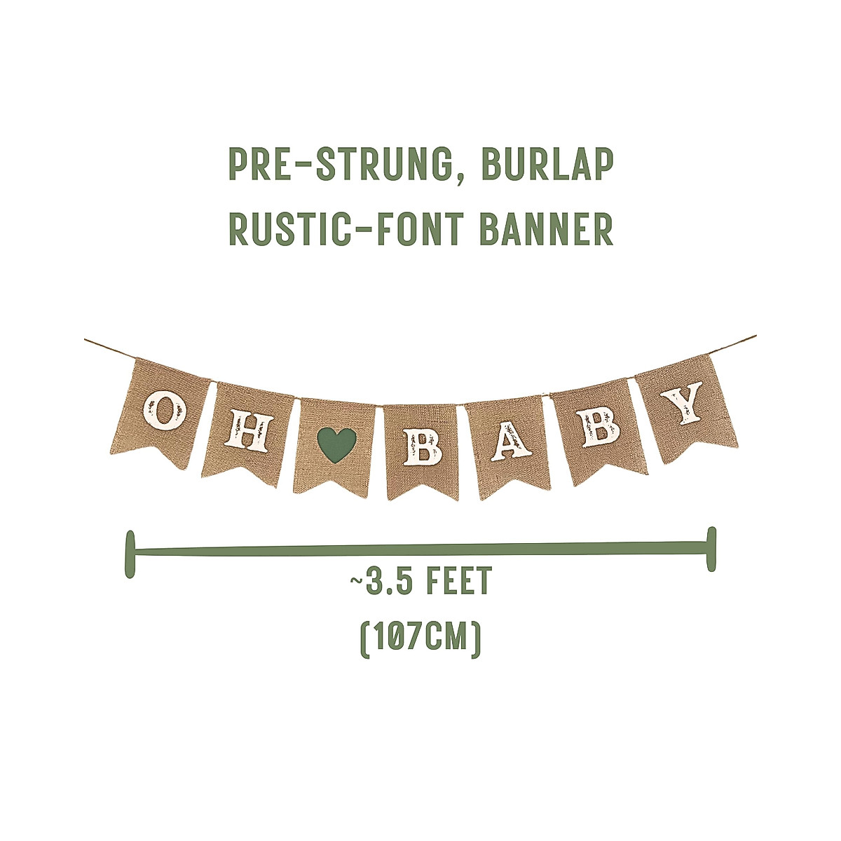 Gender Neutral Baby Shower Decorations & Decor Set: Oh Baby Burlap Banner, Sage Green, Nude & Confetti Balloons - Ideal for Boy, Girl Reveal Party & Welcome Baby Sign Garland Backdrop Decoration