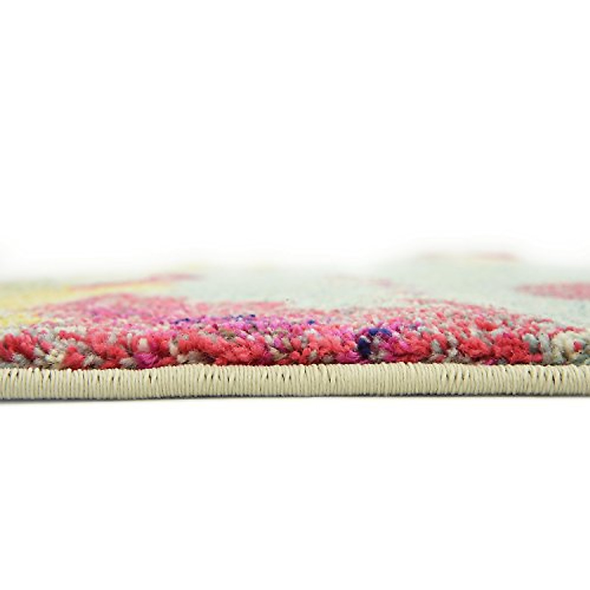 Unique Loom Estrella Collection Light Colors, Abstract, Modern, Vibrant Area Rug, 3 ft 3 in x 5 ft 3 in, Pink/Ivory