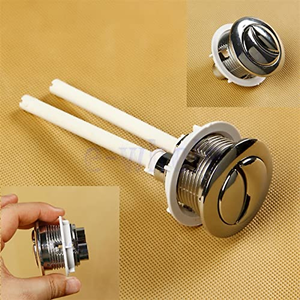 Toilet Tank lid Replacement 1X WC Toilet Cistern Replacement Plastic Water Tank Push Button Dual Flush DIY Repair Tool with 2 Rods for 38mm Hole