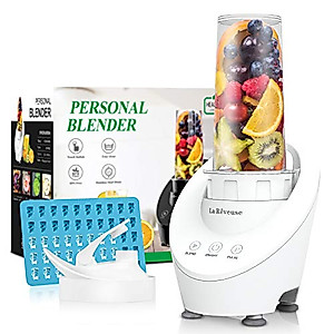La Reveuse Personal Blender for Shakes and Smoothies 200 Watt with Magnetic Drive Technology 10 oz BPA-Free Portable Travel Bottle (White)