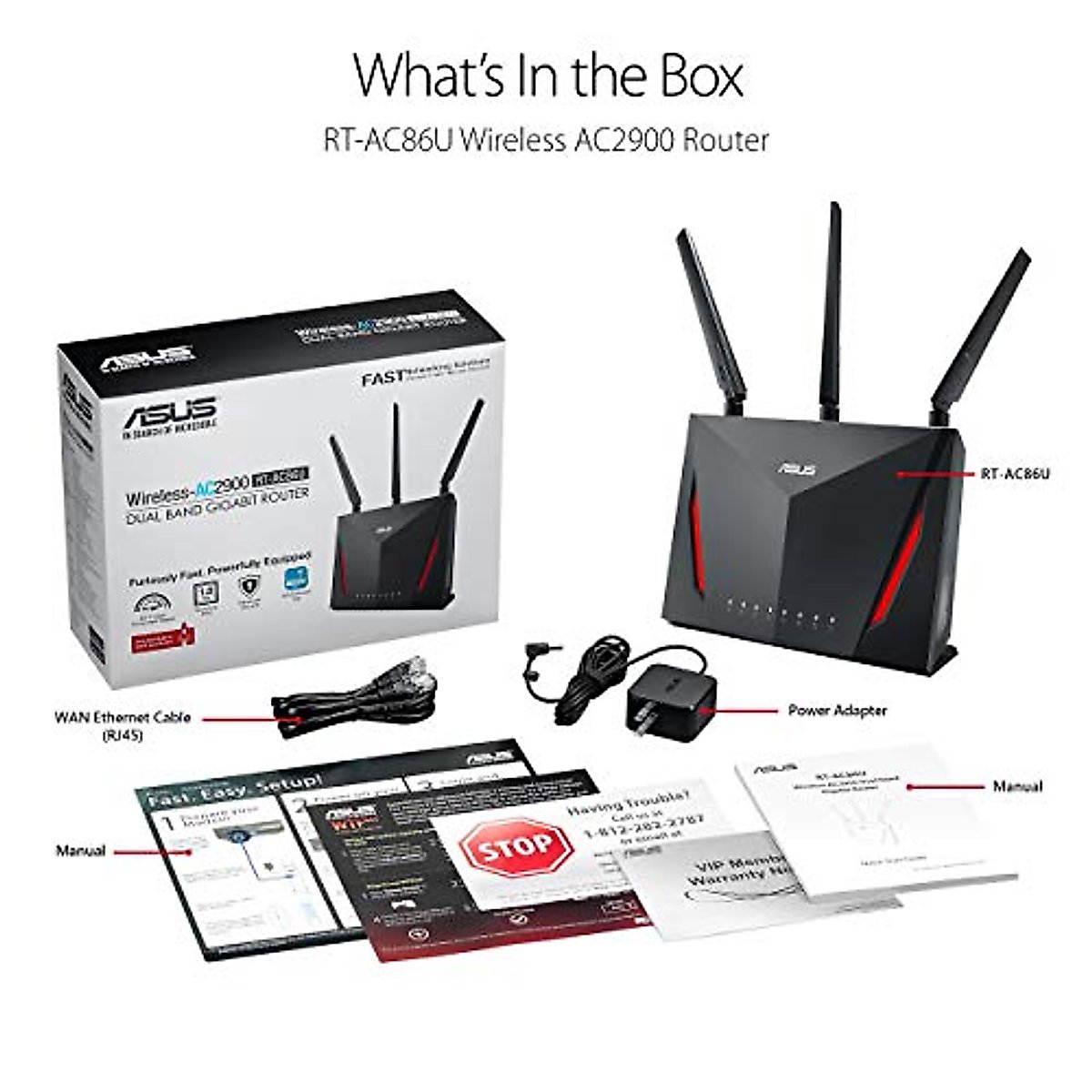 ASUS AC2900 WiFi Dual-band Gigabit Wireless Router with 1.8GHz Dual-core Processor and AiProtection Network Security (RT-AC86U) (Renewed)