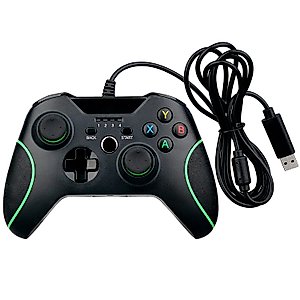 OSTENT Wired USB Controller Joystick Gamepad for Microsoft Xbox One/Xbox One S/Windows PC Laptop Computer Color Black