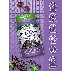 Nature's Truth Kids Elderberry Gummies | 50 Count | with Zinc and Vitamin C | Vegan, Non-GMO & Gluten Free Supplement